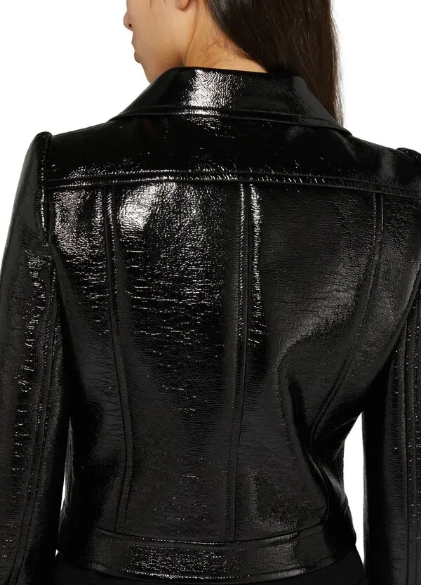 COURREGES Long-sleeved Logo Leather Jacket