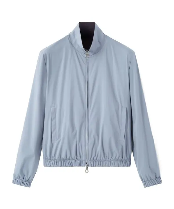 Loro Piana Bomber Jacket With Zip Up And Elasticated Details - Blue