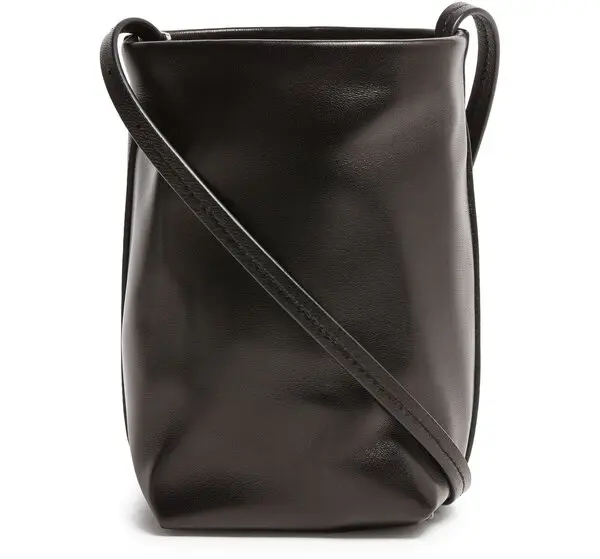 THE ROW Park Leather Bucket Bag - Black