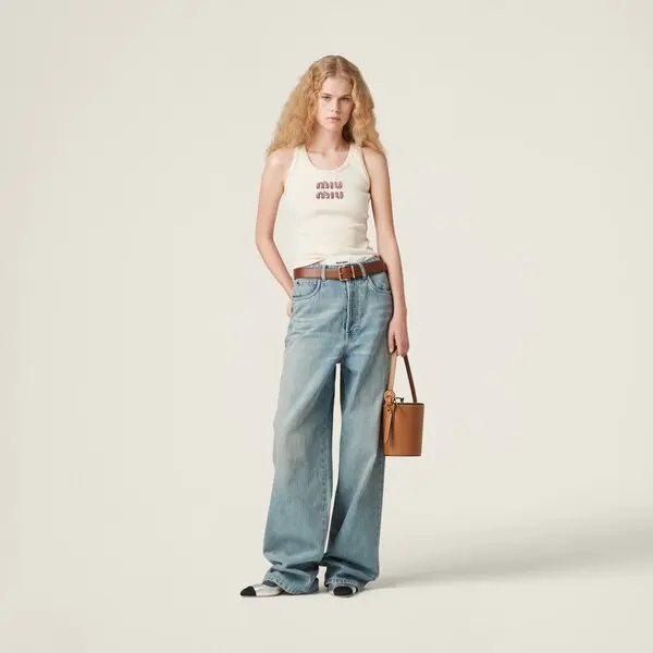 Miu Miu Ribbed Jersey Top