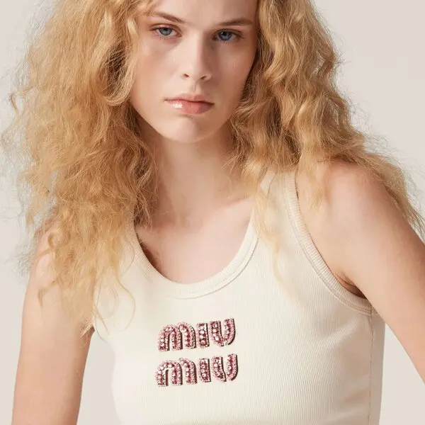 Miu Miu Ribbed Jersey Top