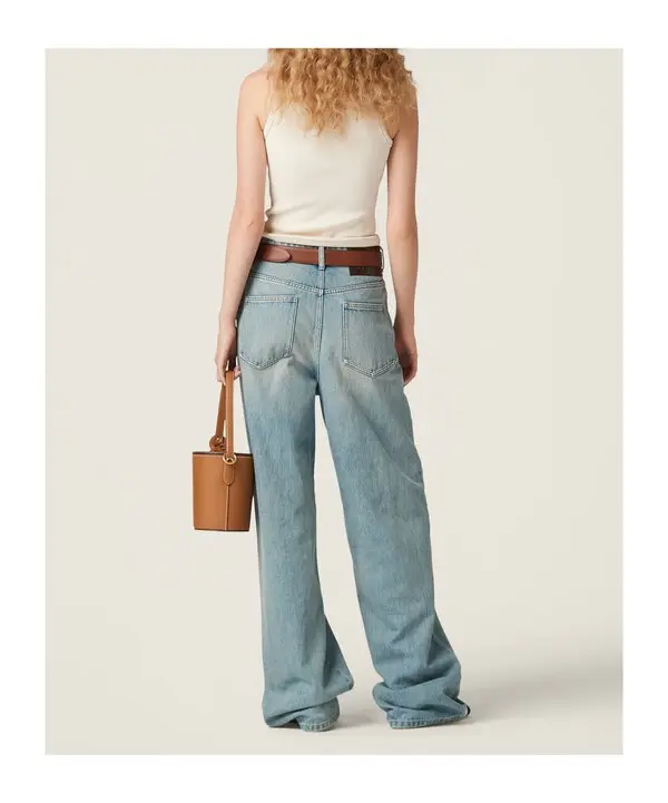 Miu Miu Ribbed Jersey Tank Top With Embroidered Logo - Nude