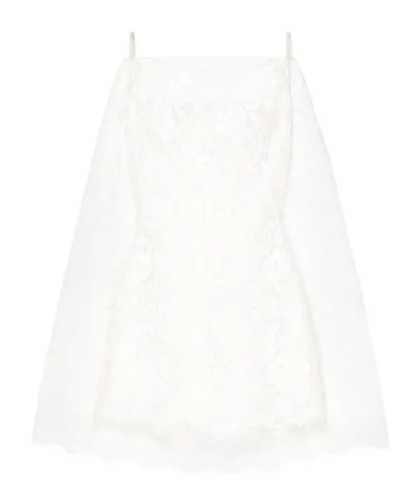 Givenchy Sliced Mini Dress In Lace With Cape - Off White