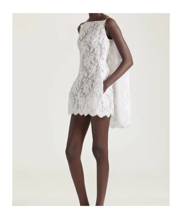 Givenchy Sliced Mini Dress In Lace With Cape