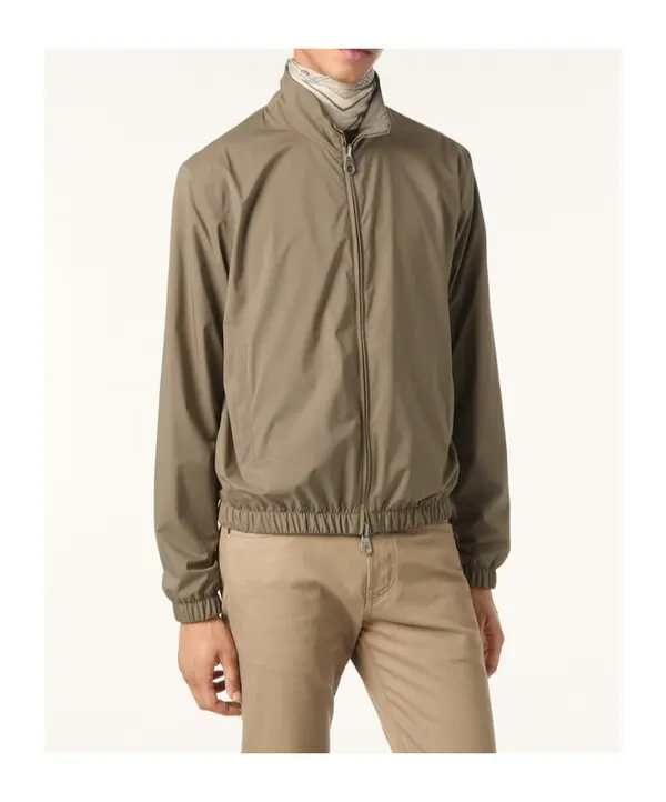 Loro Piana Bomber Jacket With Stand Collar - Thyme/pewter
