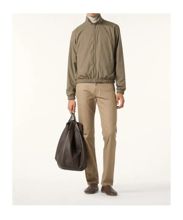 Loro Piana Bomber Jacket With Stand Collar - Thyme/pewter