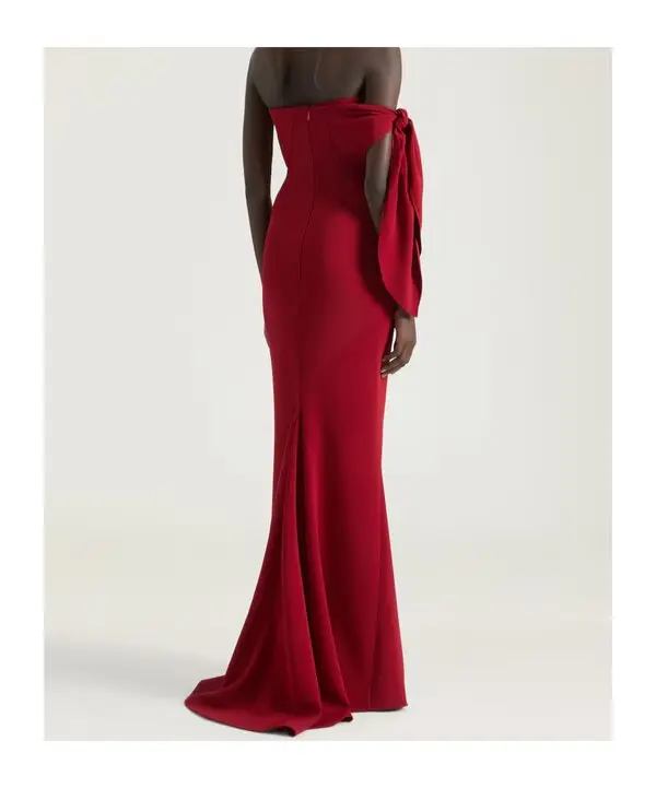 Givenchy Long Evening Bustier Dress In Crepe With Bow And Sequins