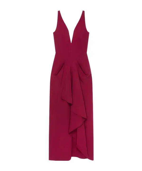 Givenchy Long Wrapped Dress In Crepe Cady - Red Cherry