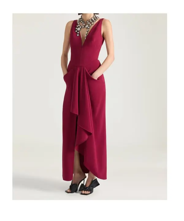 Givenchy Long Wrapped Dress In Crepe Cady