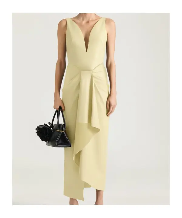 Givenchy Long Wrapped Dress In Leather