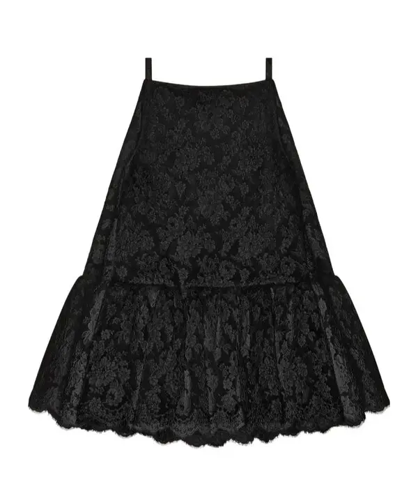 Givenchy Sliced Mini Ruffled Dress In Lace - Black