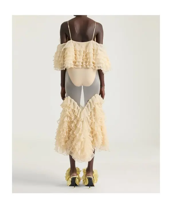 Givenchy Long Ruffled Dress In Ultra-fine Knit
