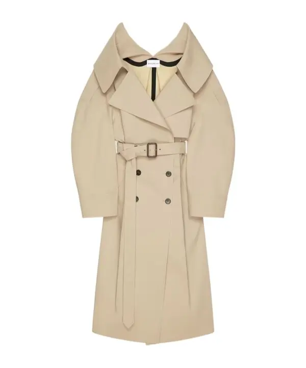 Givenchy Slashed Long Trench In Cotton - Beige/cream