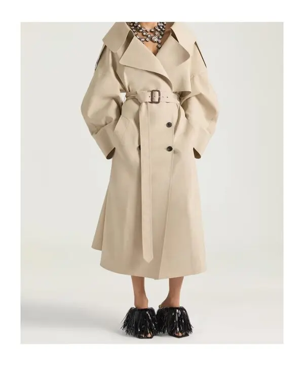 Givenchy Slashed Long Trench In Cotton