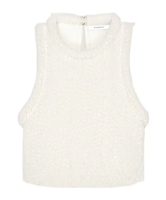 Givenchy Cropped Top In Knit With Embroidered Pearls
