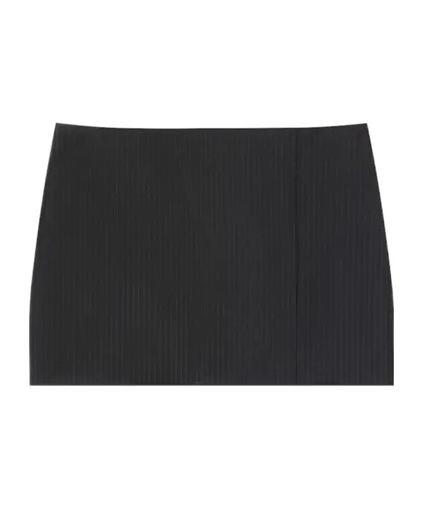 Givenchy Mini Skirt In Wool With Vertical Stripes - Dark Gray