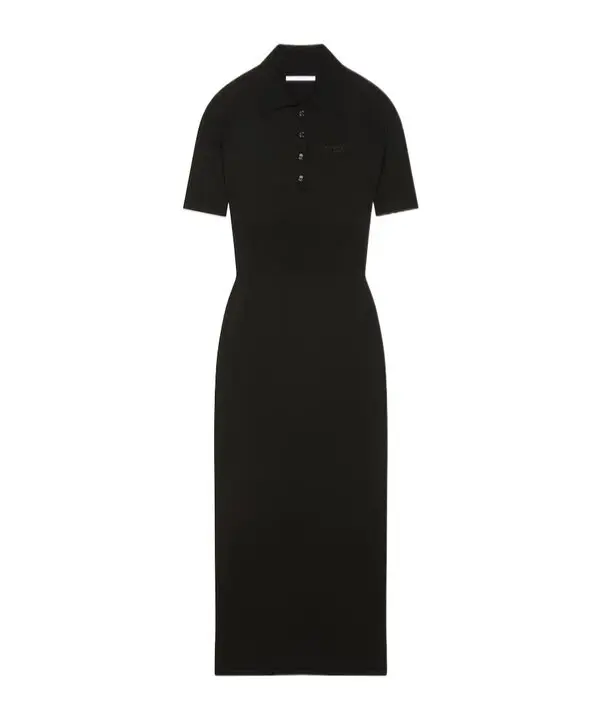 Givenchy Midi Polo Dress In Second Skin Effect Knit - Black