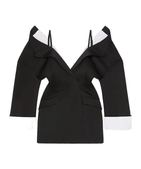 Givenchy Slashed Mini Tailored Dress In Wool - Black