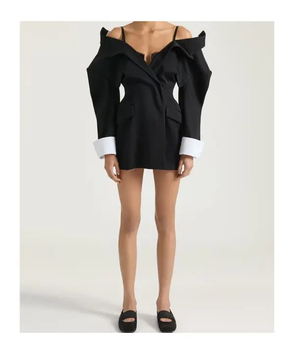 Givenchy Slashed Mini Tailored Dress In Wool