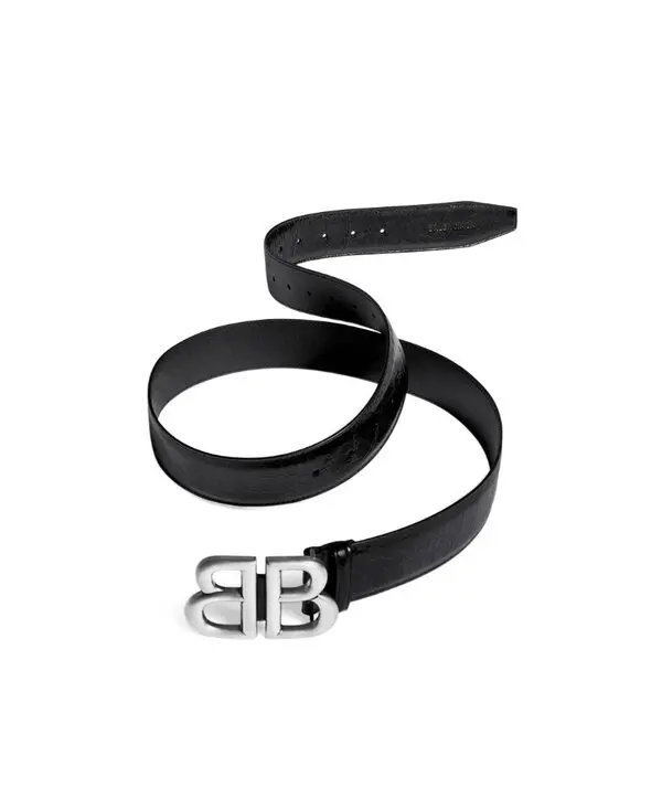 Balenciaga Monaco Bb Logo Belt - Black