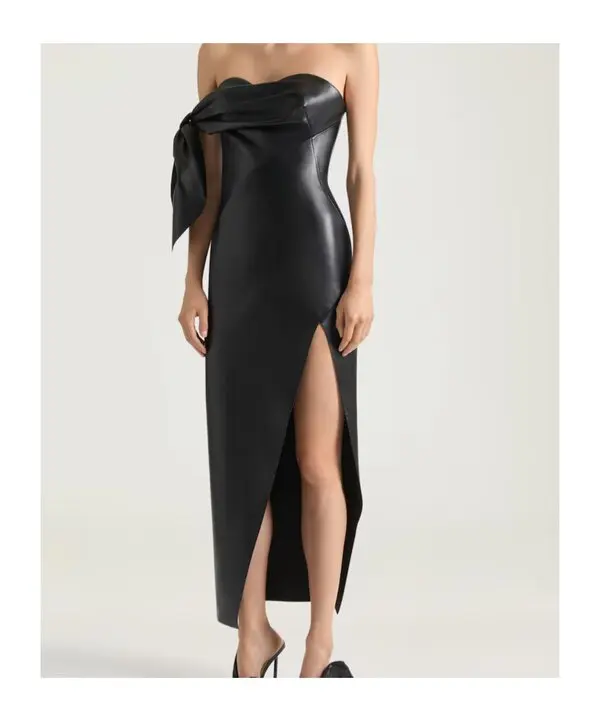 Givenchy Long Bustier Dress In Nappa Leather With Bow