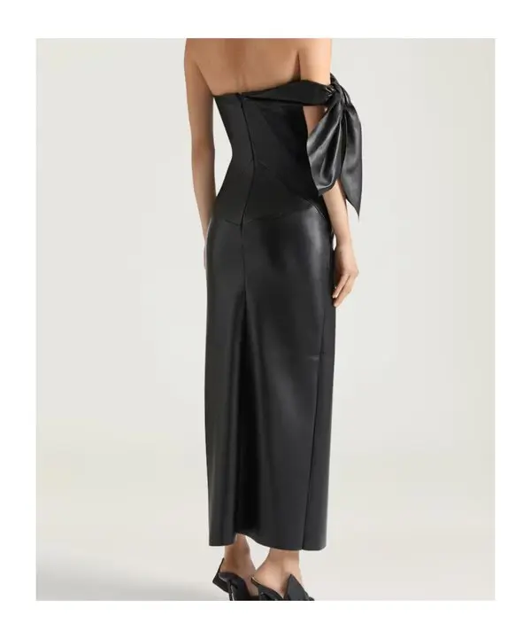 Givenchy Long Bustier Dress In Nappa Leather With Bow