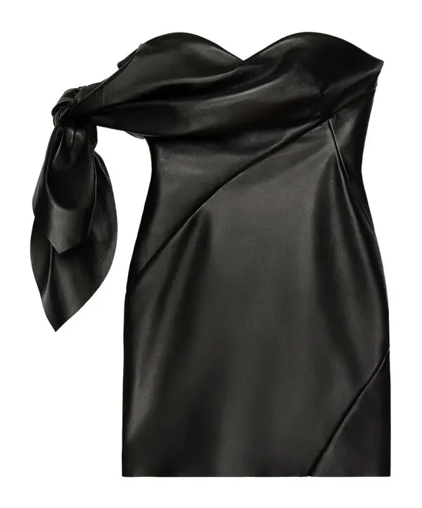 Givenchy Mini Bustier Dress In Nappa Leather With Bow - Black
