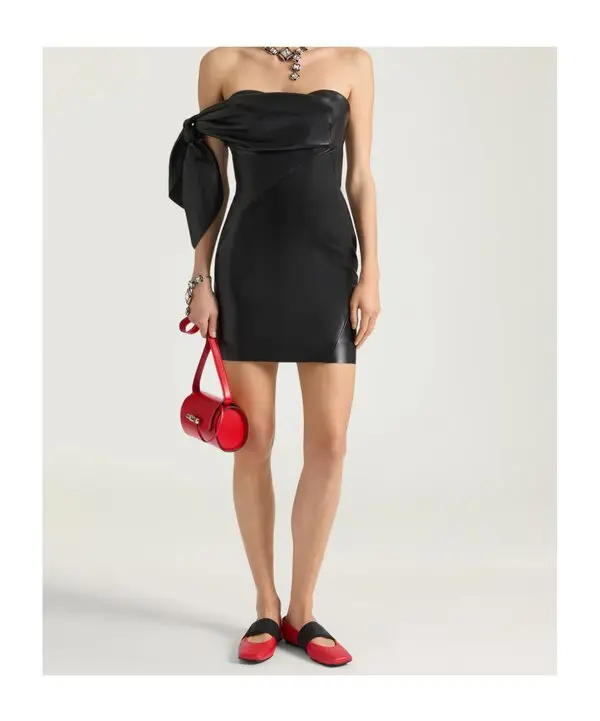 Givenchy Mini Bustier Dress In Nappa Leather With Bow