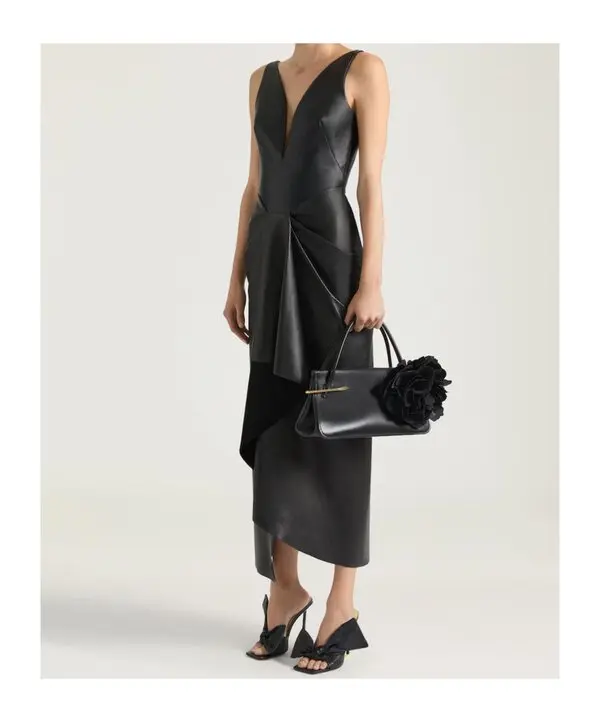 Givenchy Long Wrapped Dress In Leather