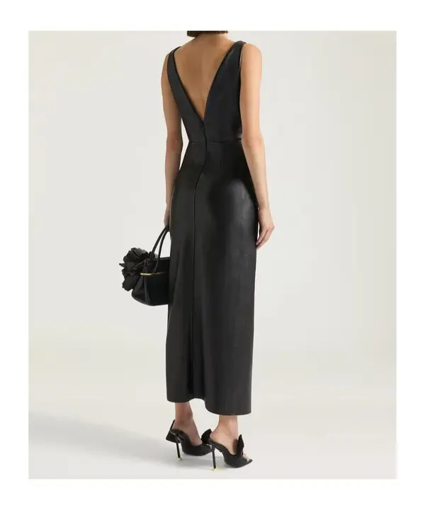 Givenchy Long Wrapped Dress In Leather