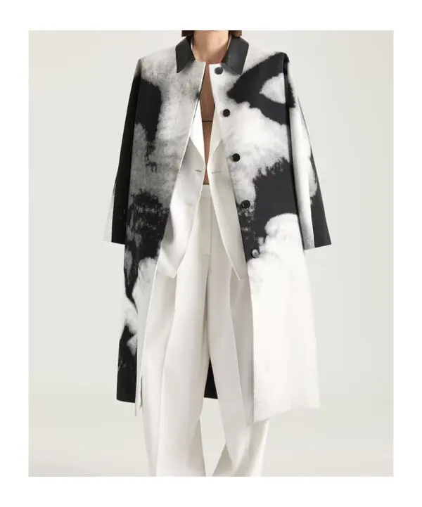 Givenchy Car Coat In Cotton With Portrait Jacquard