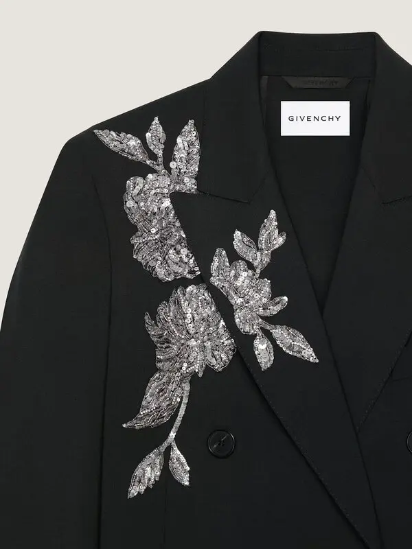 Givenchy Double-breasted Slashed Jacket In Wool With Sequins