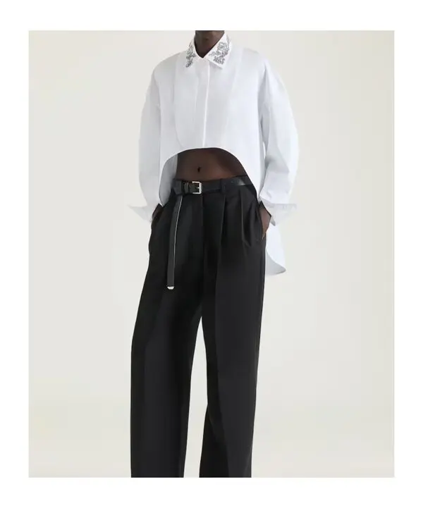 Givenchy Asymmetric Shirt In Poplin With Sequins