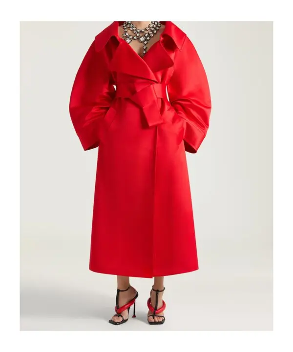 Givenchy Long Cocoon Coat In Satin