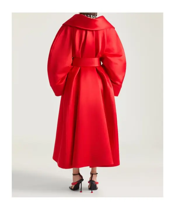 Givenchy Long Cocoon Coat In Satin