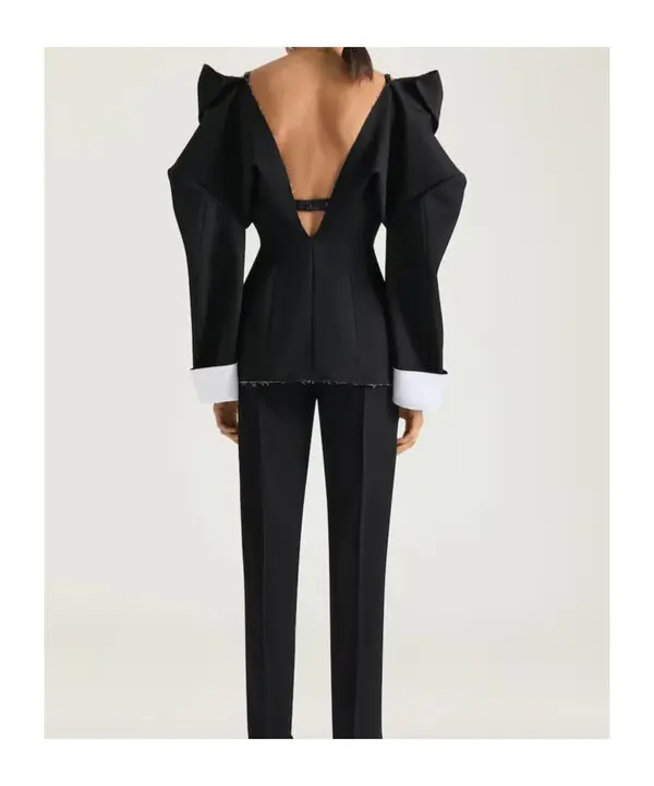 Givenchy Single-breasted Slashed Jacket In Wool Grain De Poudre