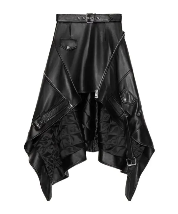Givenchy Asymmetric Biker Skirt In Leather - Black