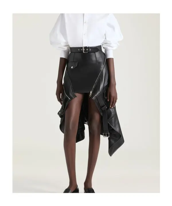 Givenchy Asymmetric Biker Skirt In Leather