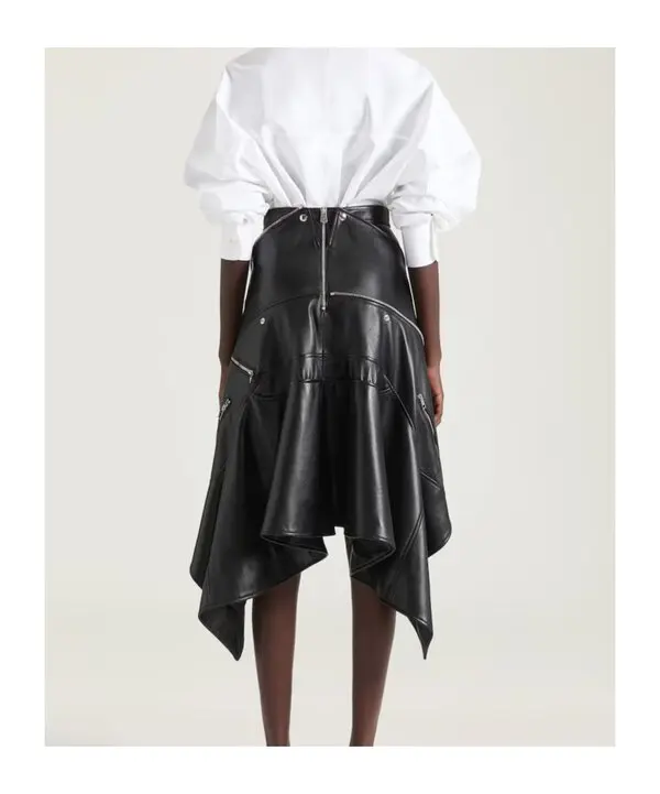 Givenchy Asymmetric Biker Skirt In Leather