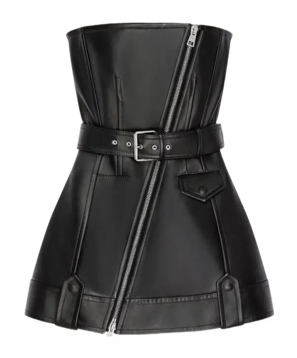 Givenchy Mini Bustier Biker Dress In Leather - Black