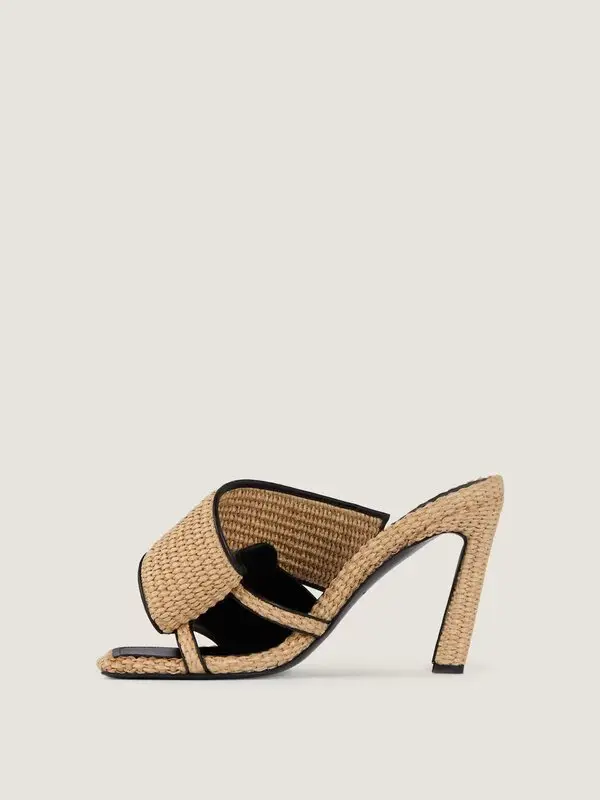 Givenchy Sliced Square Raffia-effect Heeled Mules