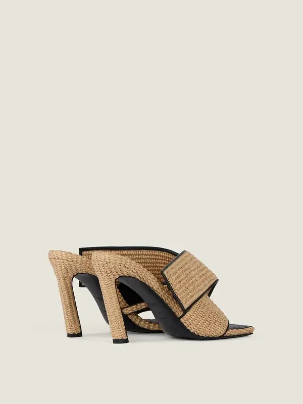 Givenchy Sliced Square Raffia-effect Heeled Mules