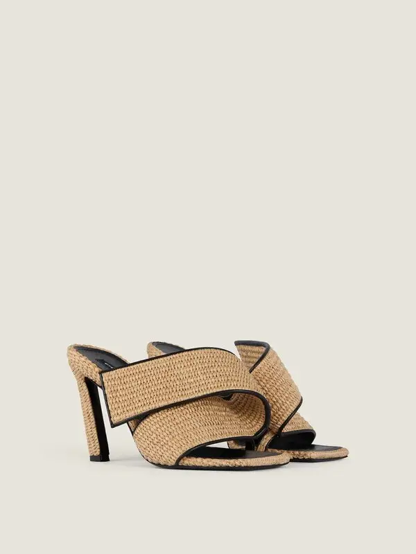 Givenchy Sliced Square Raffia-effect Heeled Mules