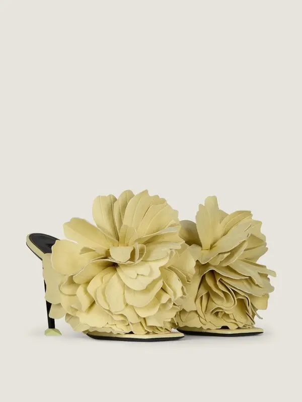 Givenchy Boudoir Heeled Mules In Leather With Rose Petal Embellishments