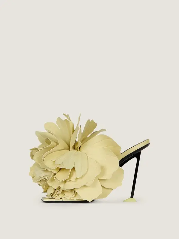 Givenchy Boudoir Heeled Mules In Leather With Rose Petal Embellishments