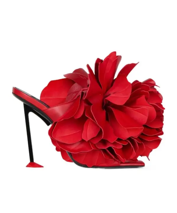 Givenchy Boudoir Heeled Mules In Leather With Rose Petals - Cinnabar