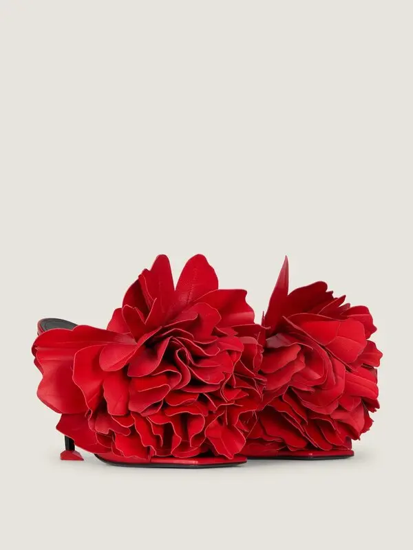 Givenchy Boudoir Heeled Mules In Leather With Rose Petals