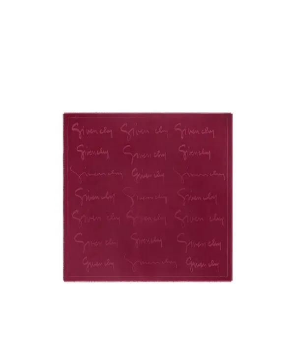 Givenchy Shawl In Silk And Wool With Signature - Red Cherry