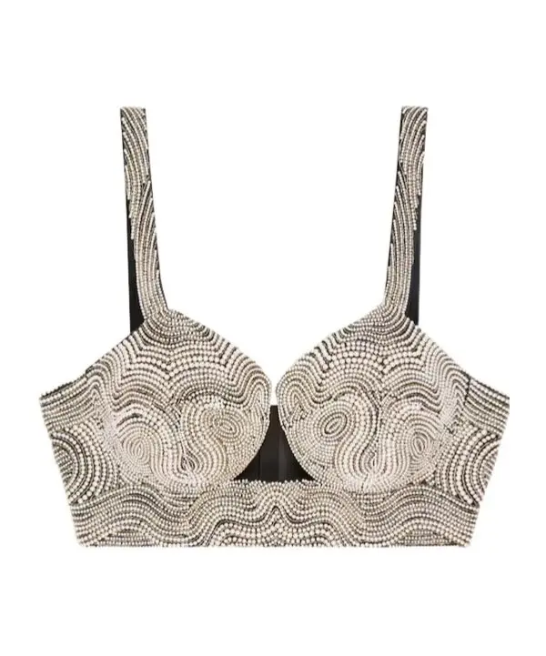Givenchy Bra Top In Satin With Embroidered Pearls