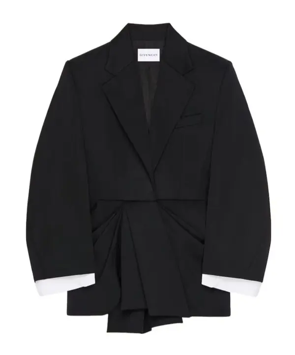Givenchy Single-breasted Draped Jacket In Wool Grain De Poudre